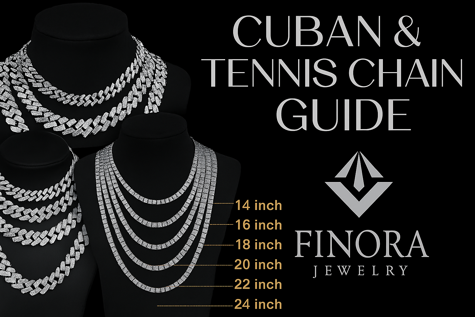 Cuban & Tennis Chain Size Guide – Find Your Perfect Fit | Finora Jewel ...